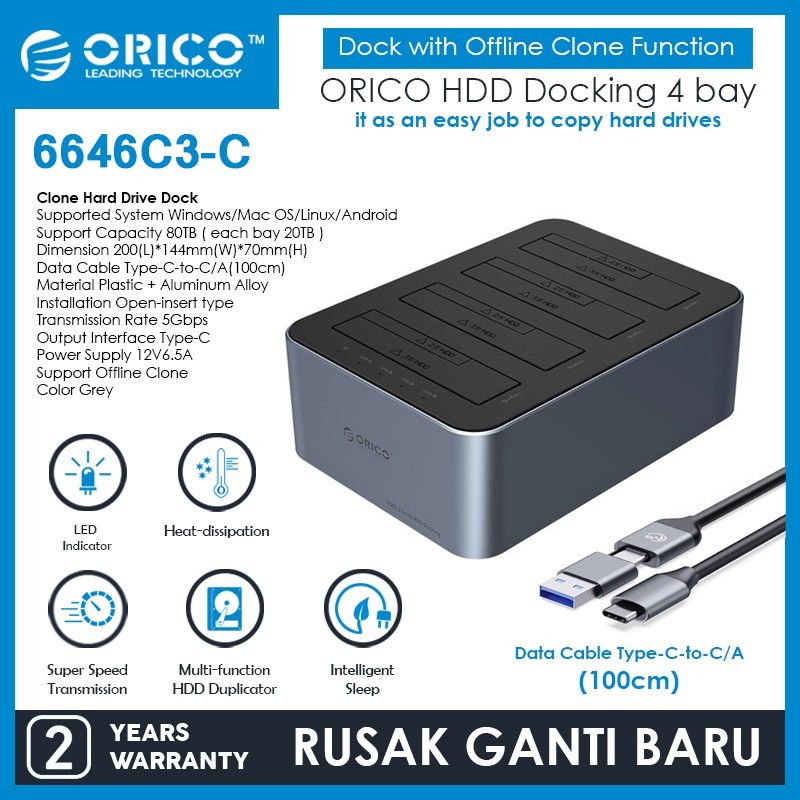 Jual ORICO HDD Docking SSD SATA 2.5"/3.5" SATA HDD SSD Dock with ...