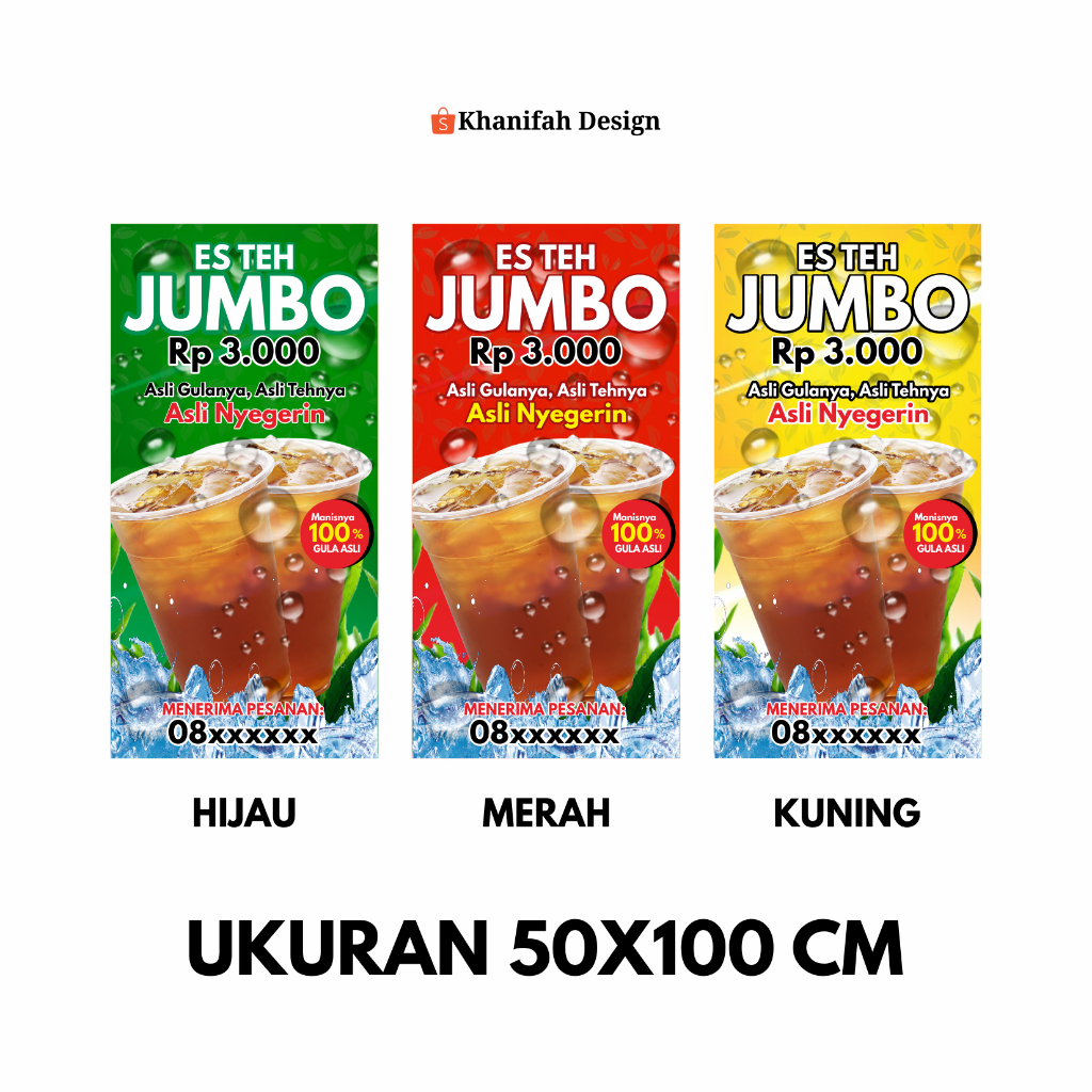 Jual BANNER SPANDUK ES TEH JUMBO UKURAN 50X100 CM CUSTOM (BISA EDIT ...