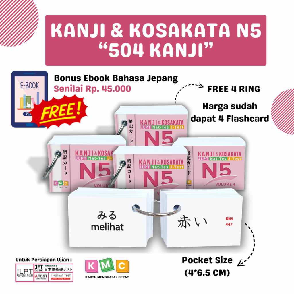 Jual Flash card Kanji Kosakata JLPT N5 504 Kotoba Bahasa Jepang | Shopee Indonesia
