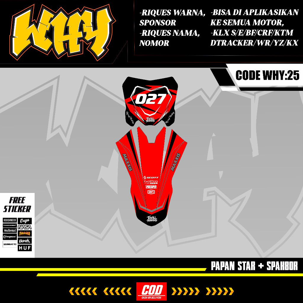 Jual (COD) Decal Papan Dan Spakbor CRF150L Terbaru Bisa Custom Semua ...