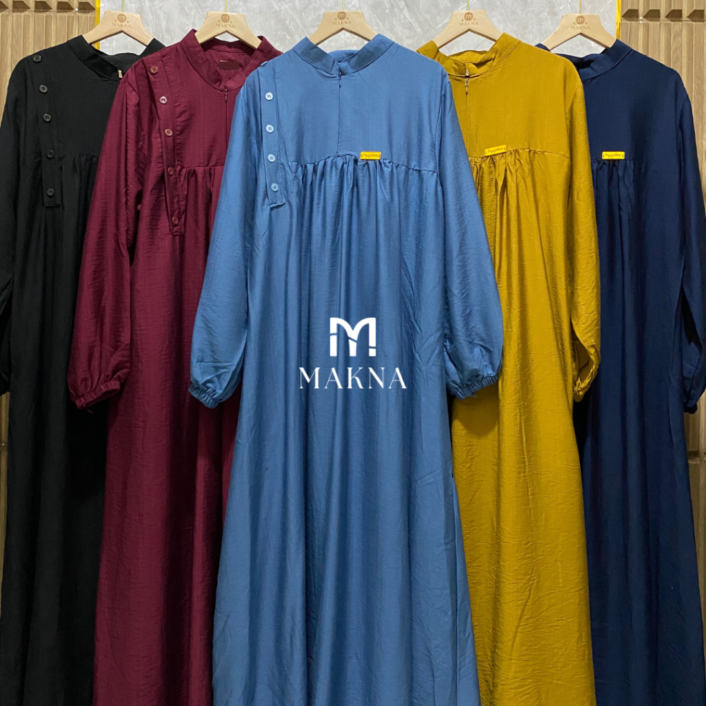 Jual Mazaya Dress Gamis Polo Linen Polos Cantik Kekinian Terbaru Busui ...