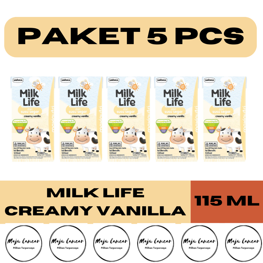 Jual susu UHT creamy vanilla milk life kids 115 ml bt21 (paket 5 pcs) / susu UHT vanilla / susu ...