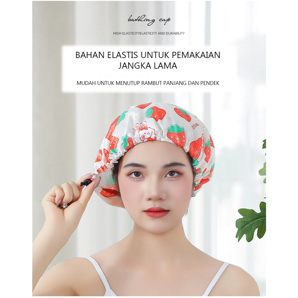 Jual Shower Cap Premium | Topi Mandi Dua Lapis Tebal | Penutup Kepala ...