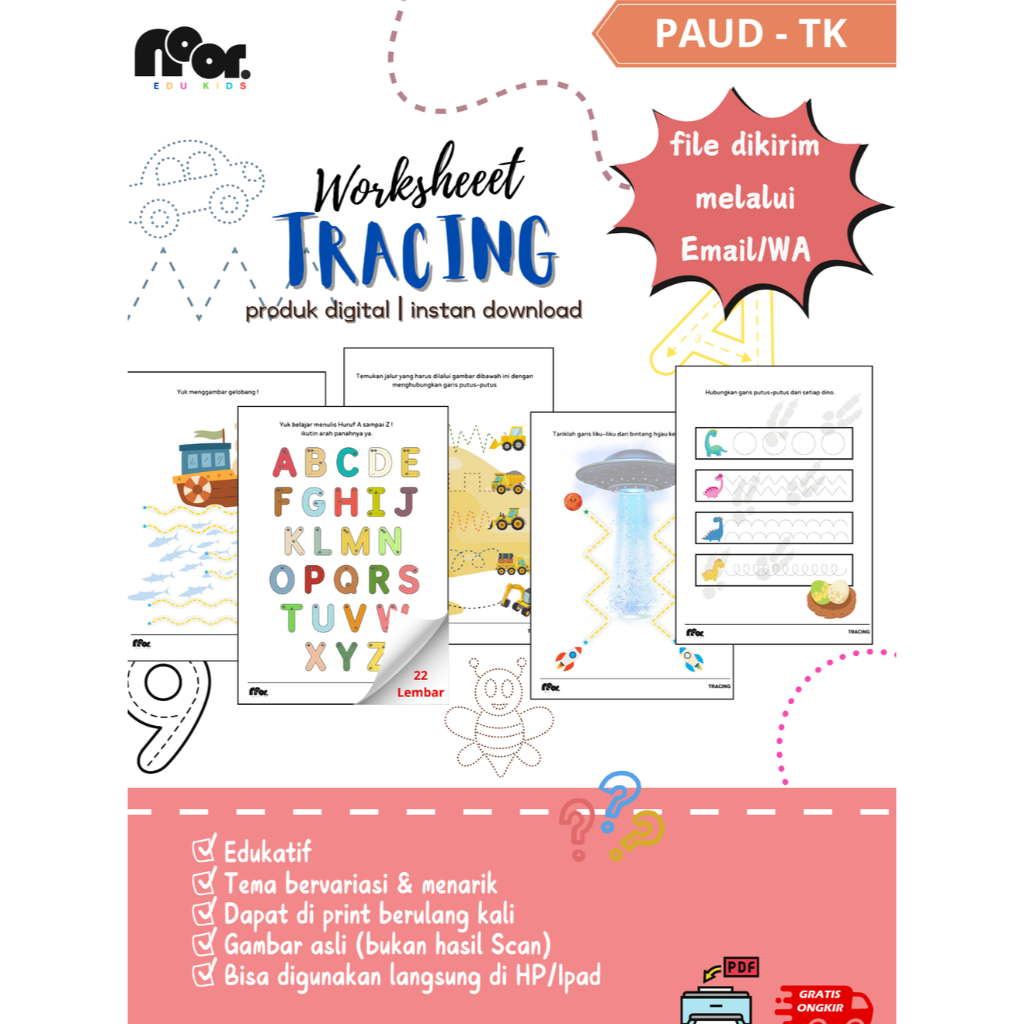 Jual WORKSHEET PRINTABLE TERLENGKAP !! LEMBAR EDUKASI ANAK PAUD - TK ...