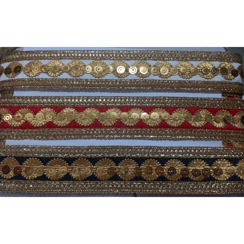 Jual renda india benang bunga sequin kipas | Shopee Indonesia