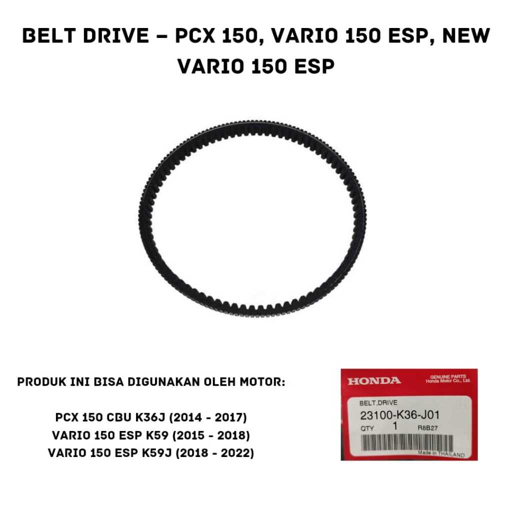 Jual Van Belt PCX 150 CBU Original AHM 23100-K36-J01 Made in Thailand ...