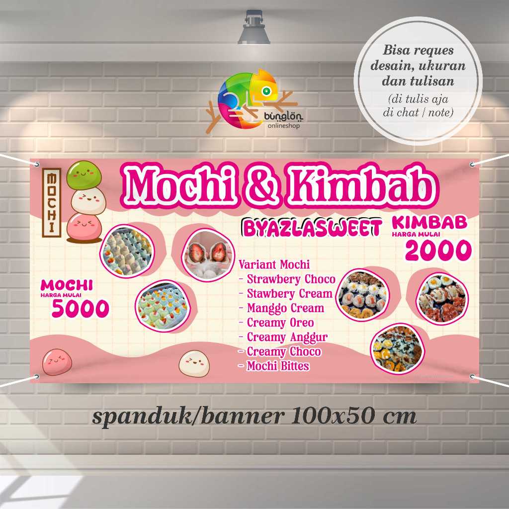 Jual Cetak Spanduk Banner Mochi Dan Kimbab | Shopee Indonesia