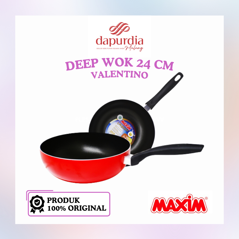 Jual Maxim Valentino Deep Wok 24cm Wajan Cekung Anti Lengket - DML ...