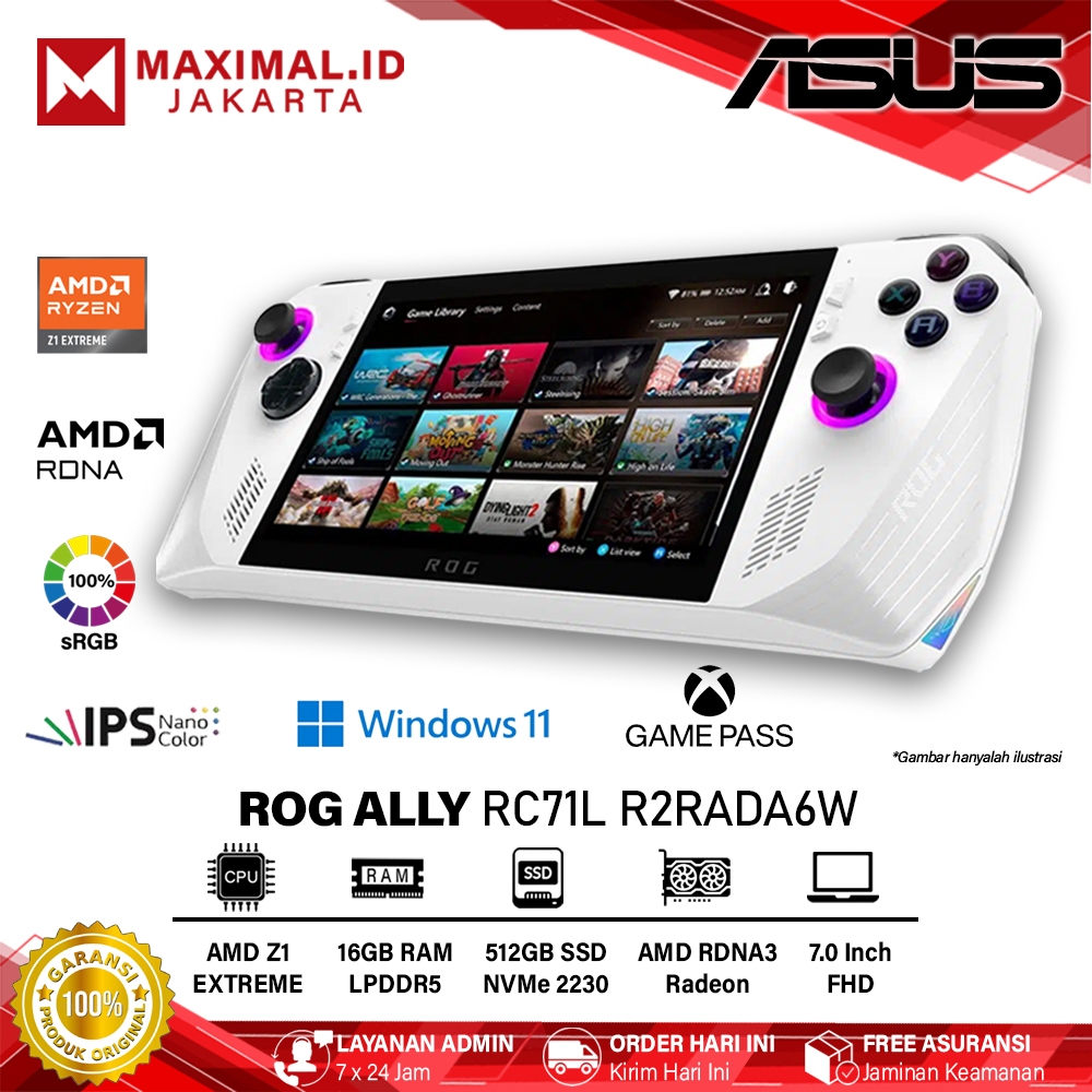 Jual Gamepad Asus ROG ALLY RC71L AMD Ryzen Z1 16GB DDR5 512GB FHD IPS ...