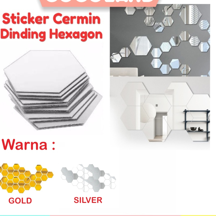 Jual stiker cermin dinding tempel hexagonal original impor pvc 13x11cm ...