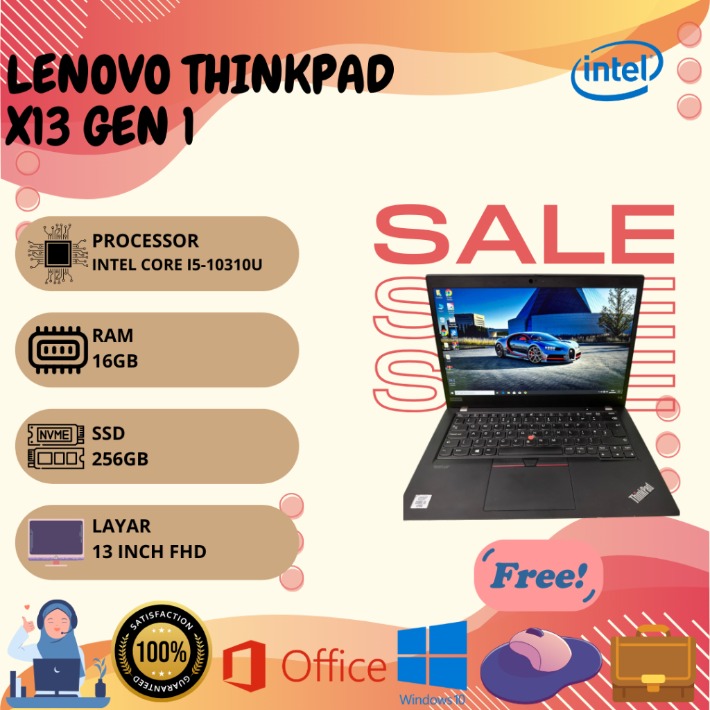Jual Lenovo Thinkpad X13 GEN 1 Intel Core i5-10Gen FHD IPS Win 10 Bergaransi - Free Mouse ...