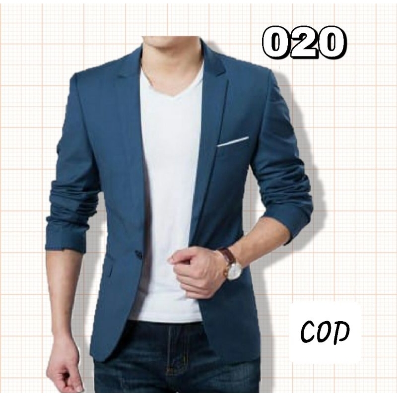 Jual Jas Pria Modern ( Sapphire Blue ) | Shopee Indonesia