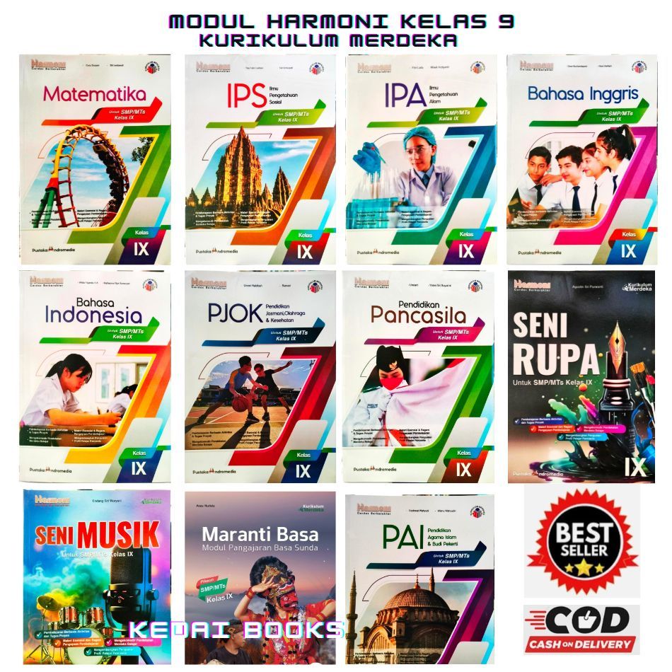 Jual Buku Modul Harmoni Kelas 9 SMP Bahasa Indonesia Matematika IPA IPS Pancasila seni Rupa Seni ...
