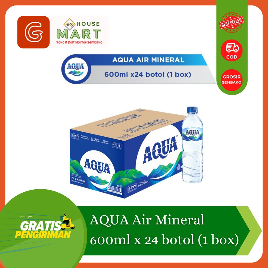 Jual AQUA BOTOL 600 ML 1 DUS (24 BOTOL) / Air Minum Dalam Kemasan (AMDK) Kardus | Shopee Indonesia