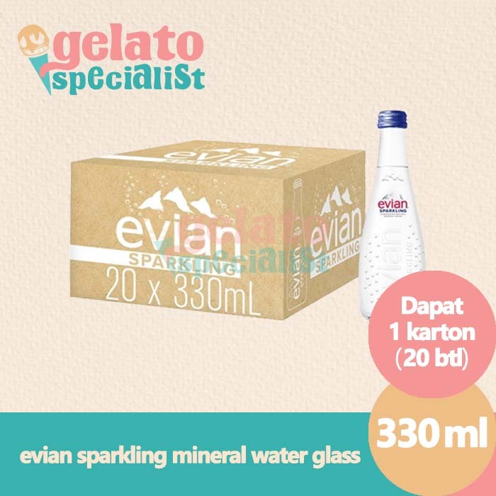 Jual Evian Sparkling Mineral Water Glass 330ml (20pcs) | Shopee Indonesia