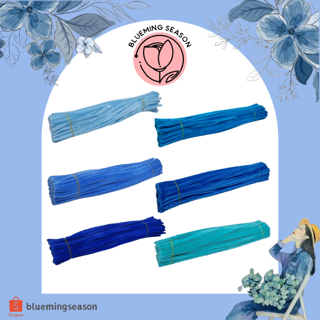 Jual [Blueming Season] / Kawat Bulu Mercy Polos 100 pcs / Pipe Cleaner Premium Gembul / Warna ...