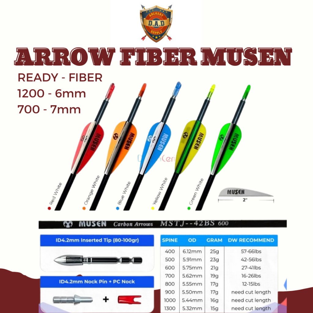 Jual ARROW FIBER MUSEN 1 LUSIN / ANAK PANAH / PANAHAN + PIPA | Shopee ...