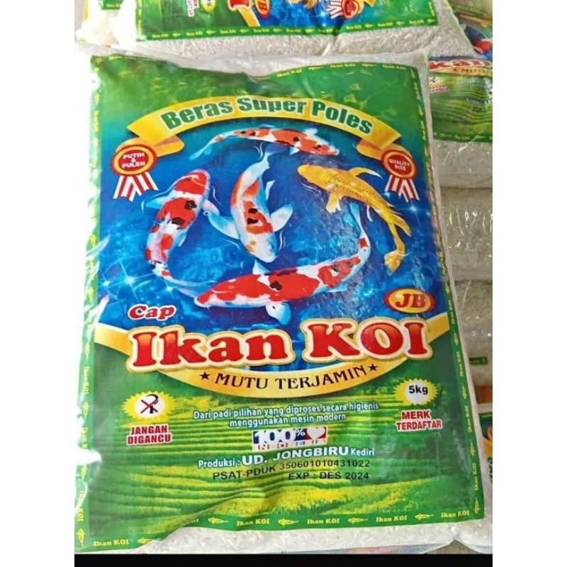 Jual Beras cap ikan koi HIJAU kemasan 5kg punel dan mutu terjamin ...