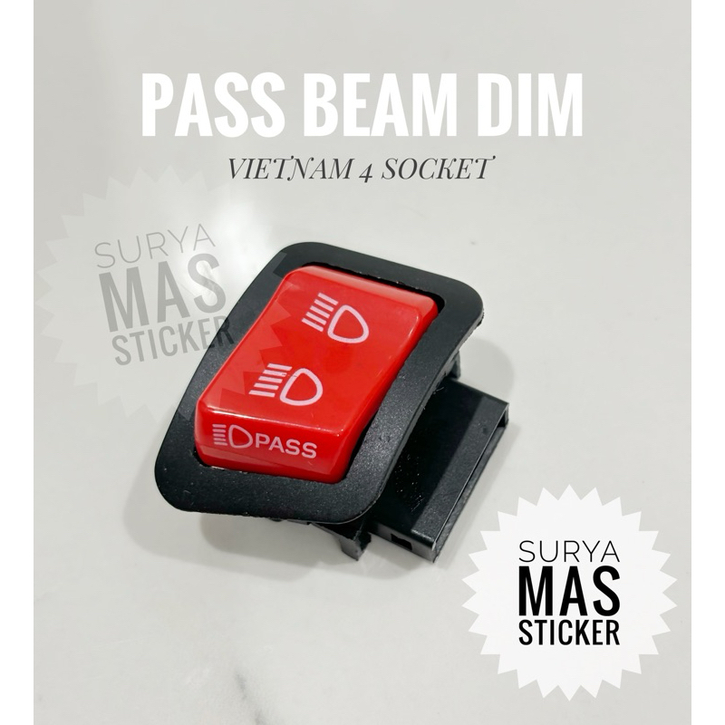 Jual saklar tombol pass beam dim vietnam merah 4 pin socket motor ...