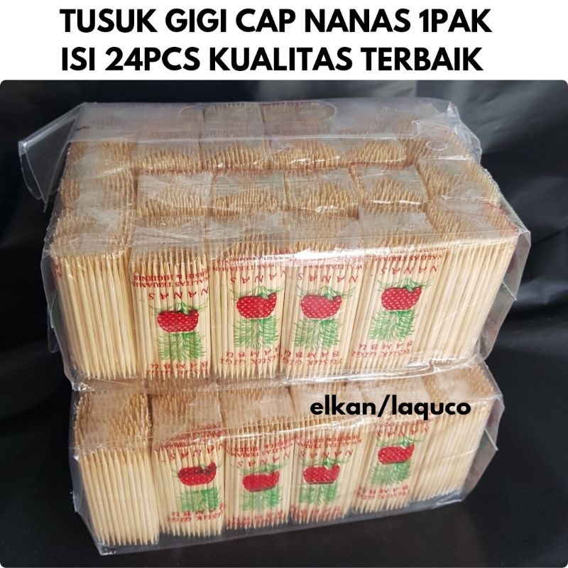 Jual Tusuk gigi bambu premium cap nanas 1pak isi 24 pcs | Shopee Indonesia