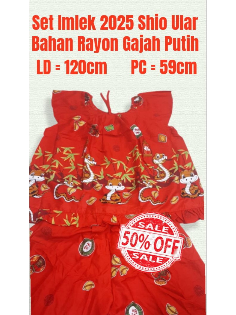 Jual Set Imlek 2025 / Dewasa (LD 120cm) / Model Yukensi / Shio Ularr / Rayon Gajah Putih / Jumbo ...