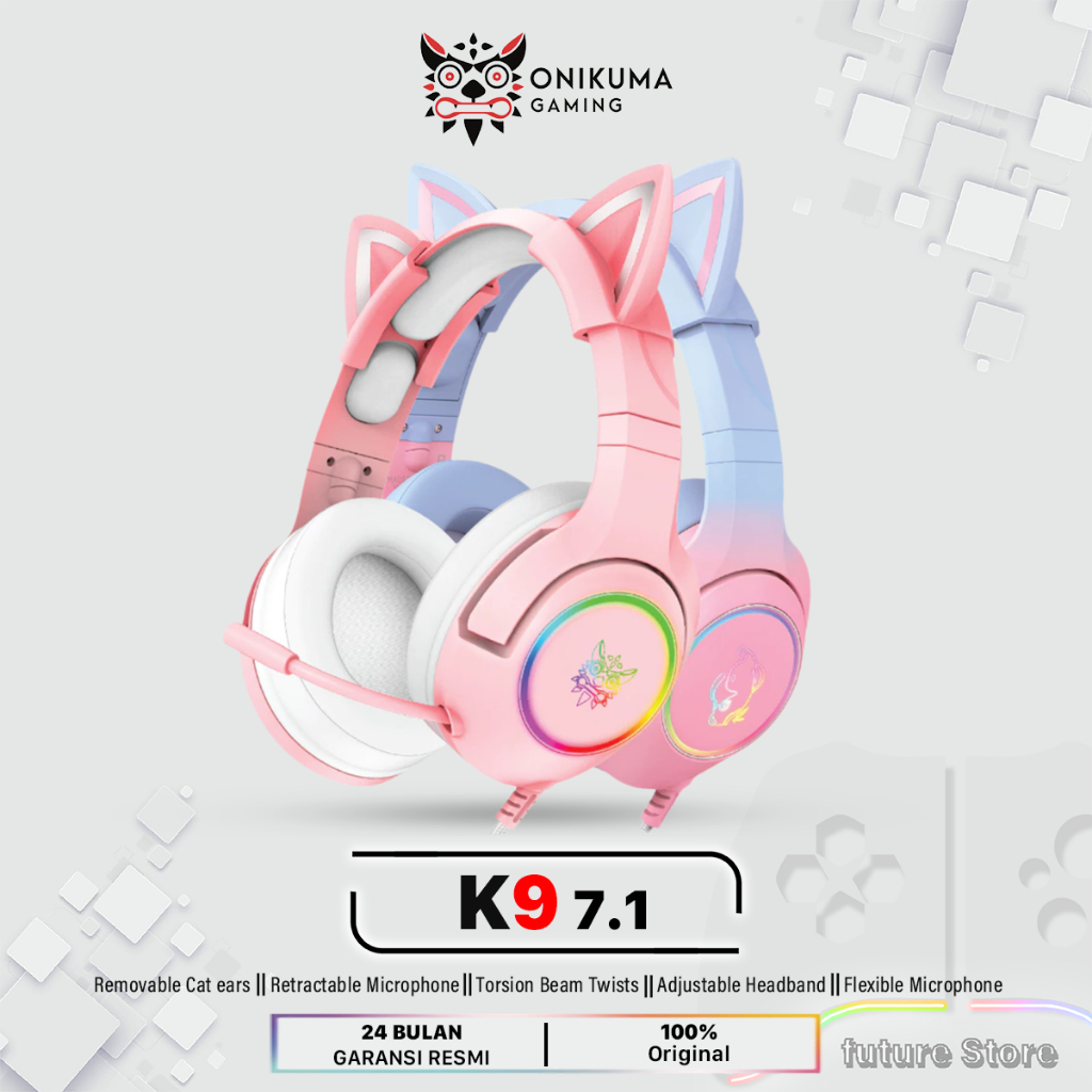 Jual ONIKUMA K9 7.1 All Surround Headset Gaming RGB Headphone Cat Ear- Headphone Mic Headphone ...