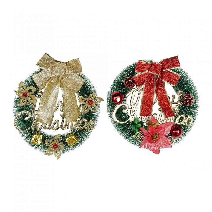 Jual Hiasan Krans Natal Merry Christmas Pita 30cm Classic gantungan ...