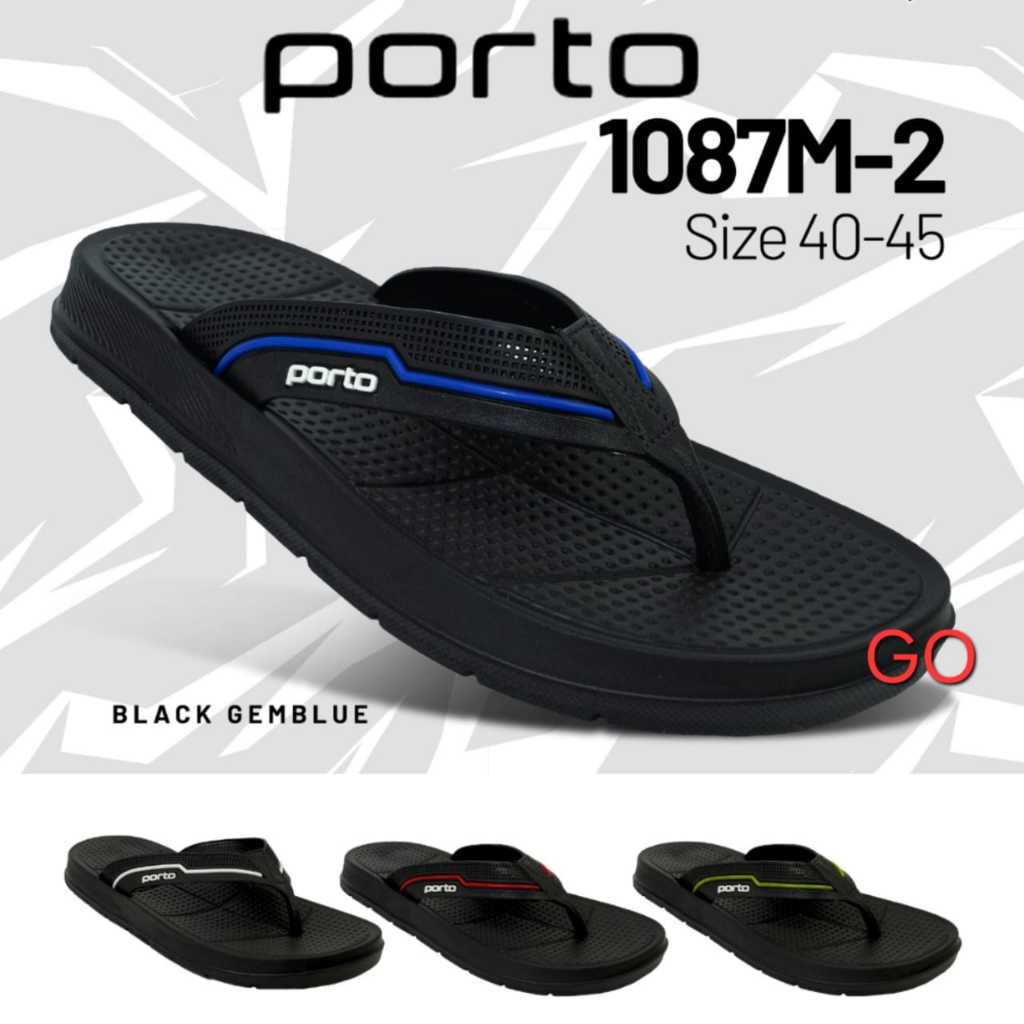 Jual ago Sandal 1087M-2 PORTO japit BLACK Pria Simple Santai Sandal ...