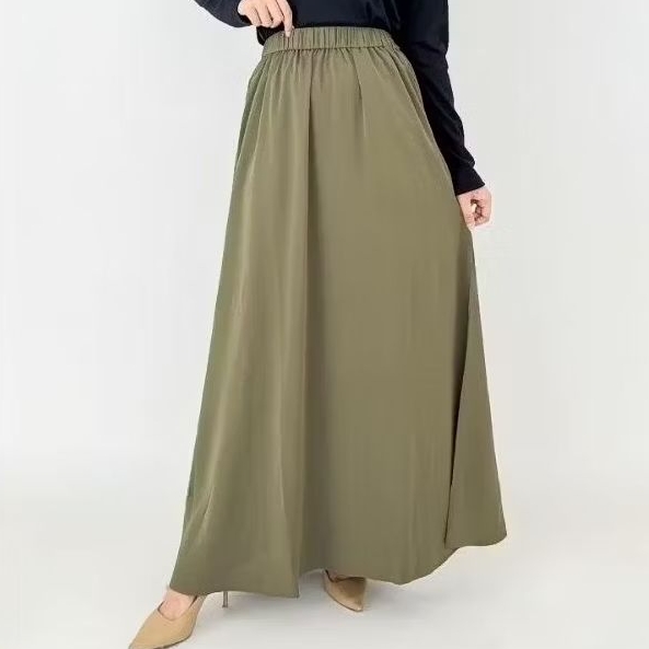 Jual Rok Panjang 103cm Satin Silk Flare A-Line Payung Lebar Klok Muslim ...