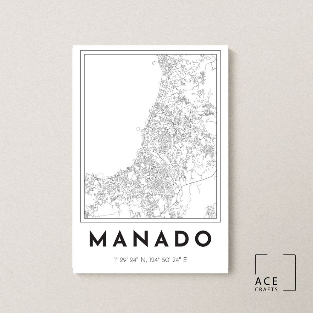 Jual Manado Indonesia City Map hiasan dinding minimalis poster peta ...