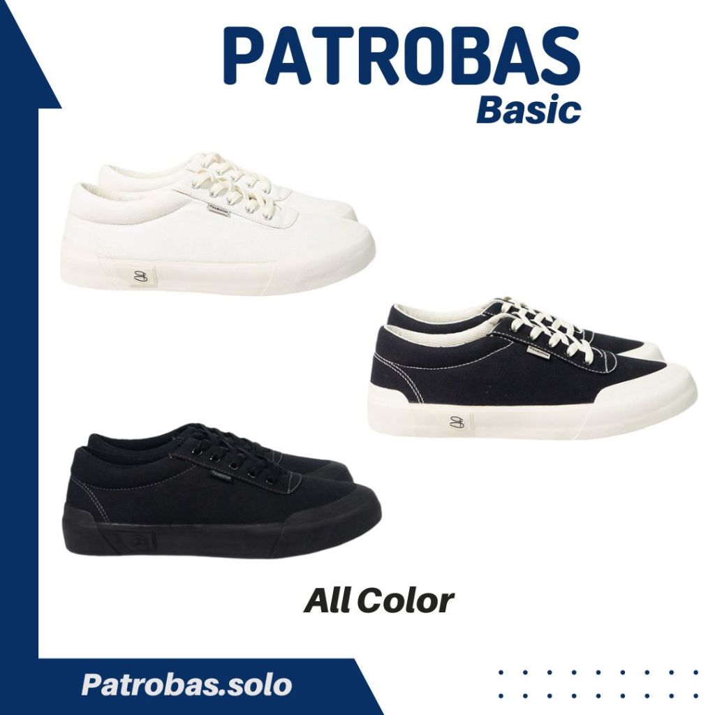 Jual PATROBAS Basic Black White Original Sepatu Sneakers Sekolah Casual Shoes Pria Wanita ...