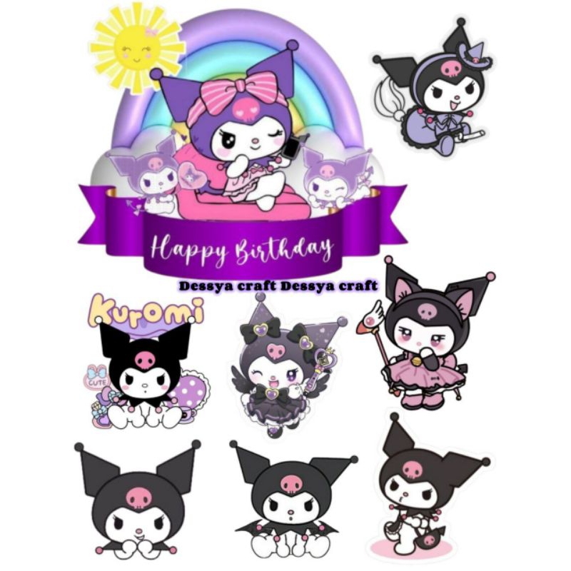 Jual Topper Kuromi - Topper Kue Ulang tahun - Topper Cake - Topper ...