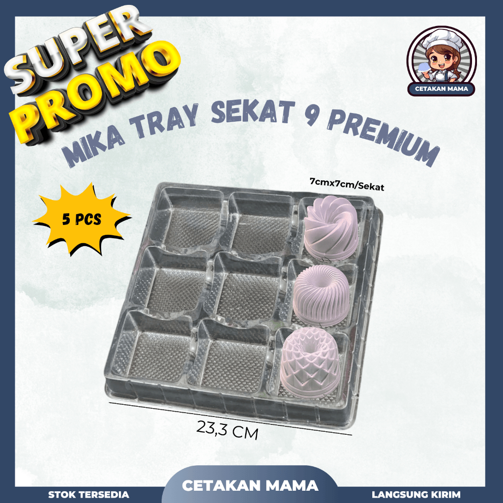Jual 5 pcs Tray Mika Pudding alas mika Puding Sekat 9 / Lembar Mika ...