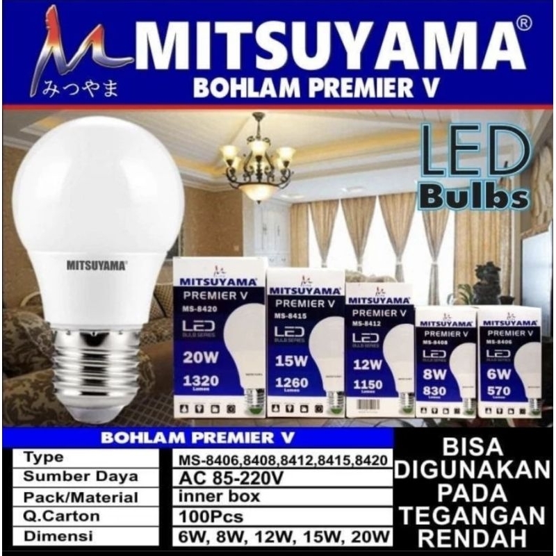 Jual Mitsuyama Bola Lampu Bohlam Mitsuyama Premier LED PREMIER V Cahaya Pth - 6,8,12,15,20watt ...