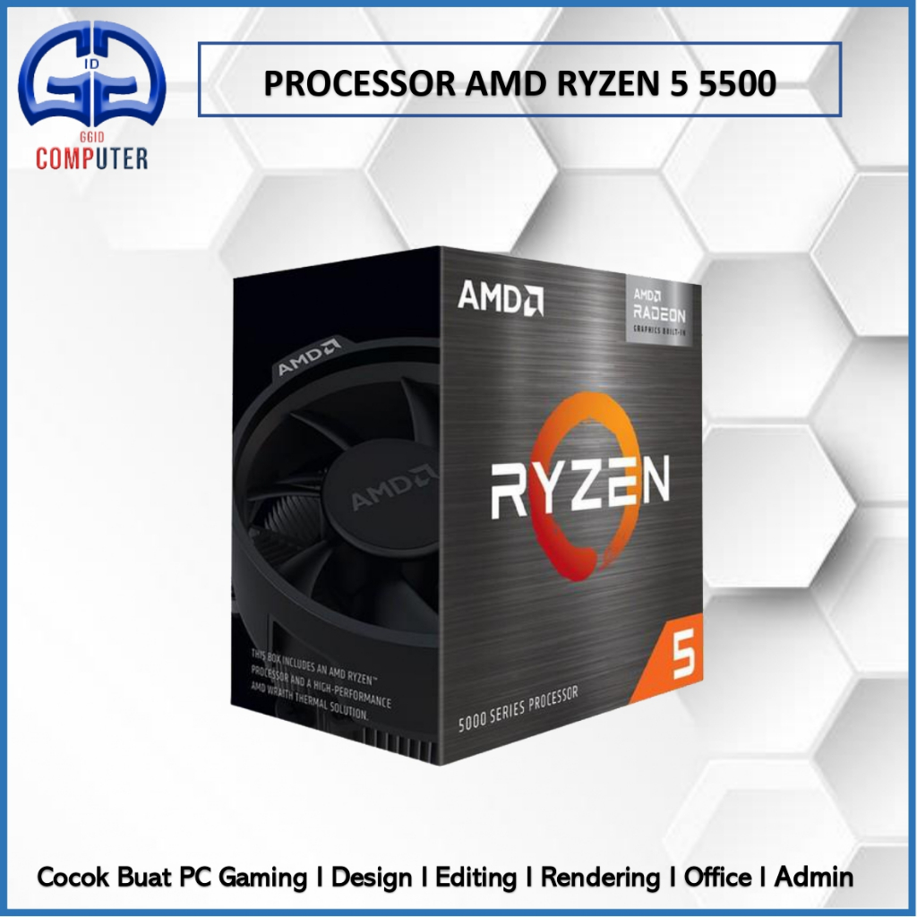 Jual AMD RYZEN 5 5500 BOX Processor AMD AM4 Zen 3 Cezanne 6 Cores 12 ...