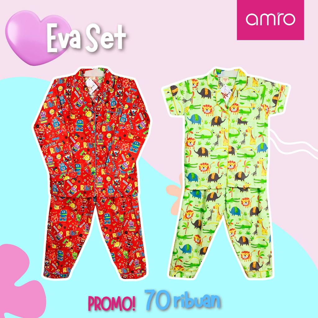 Jual AMRO SLEEPWEAR - EVA SET - BAHAN CVC - BAJU TIDUR ANAK | Shopee ...