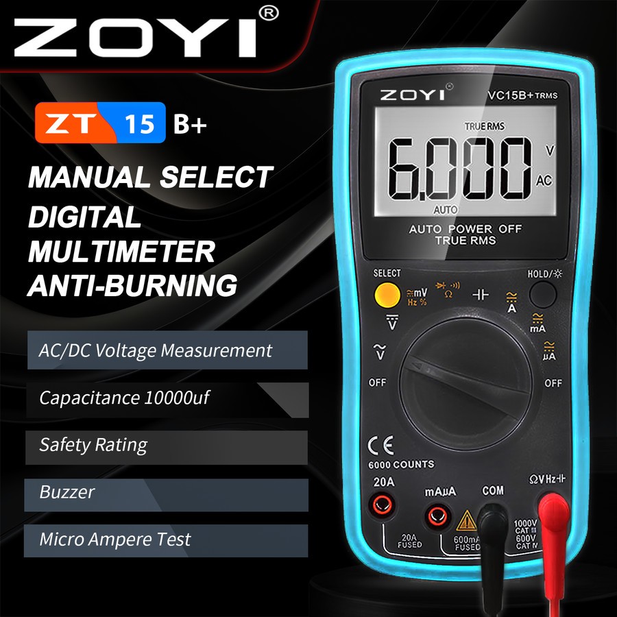 Jual ZOYI VC15B+ Auto Multimeter Digital Multitester Avometer | Shopee ...