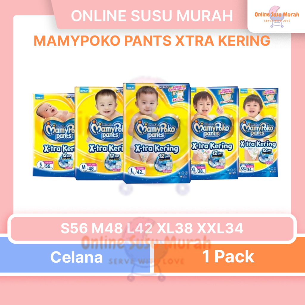 Jual MAMYPOKO PANTS XTRA KERING S56 M48 L42 XL38 XXL34 MAMYPOKO S 56 M ...