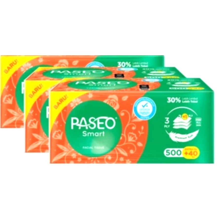 Jual 1 Pak Paseo Facial Tissue 500 Sheets 3 play EXTRA 40 Ply isi 10 ...