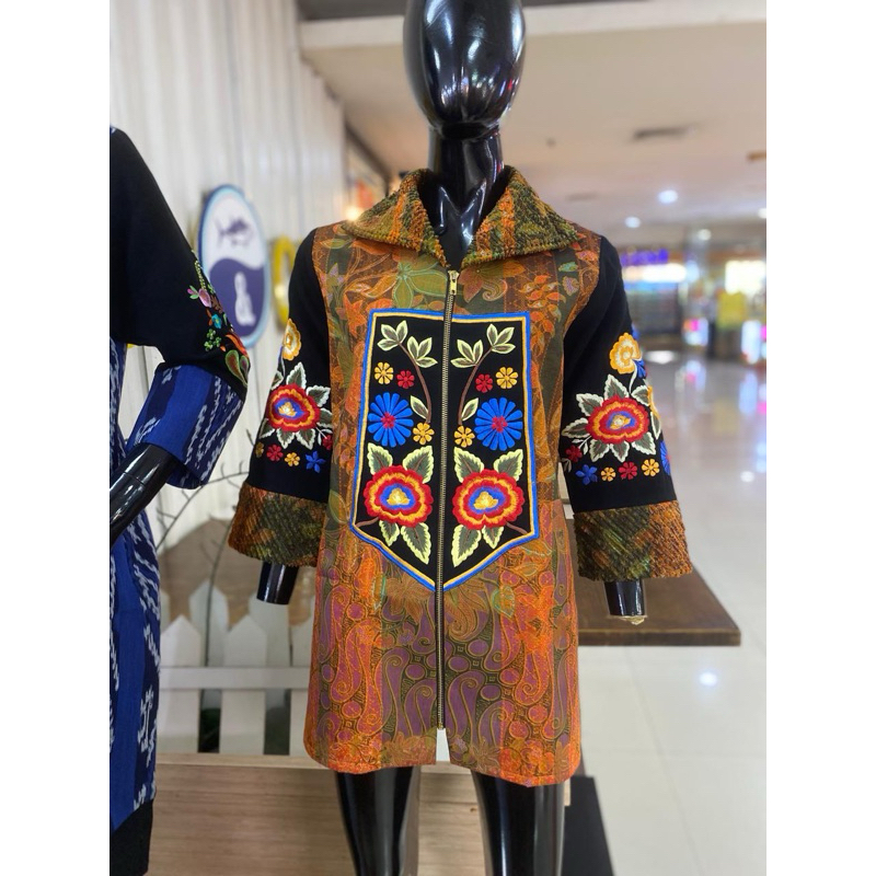 Jual ATASAN BATIK WANITA BAHAN TENUN LAPISAN FURING TRIKODE GOLDEN ...