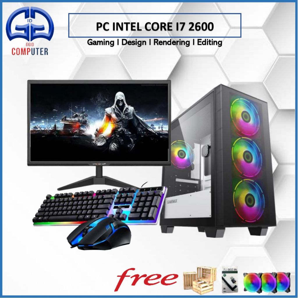 Jual PC GAMING EDITING CORE I7 2600 RAM 16GB SSD 128GB VGA 4GB + MONITOR 19 IN LENGKAP | Shopee ...
