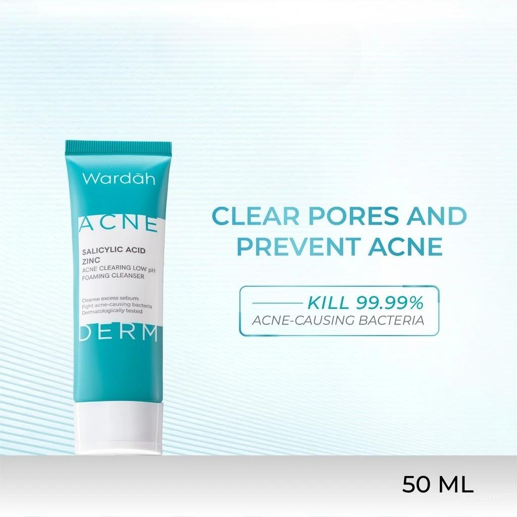 Jual Wardah Acnederm Salicylic Acid Zinc Acne Clearing Low PH Foaming ...