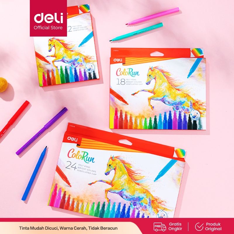 Jual Deli Spidol 18 Warna Tidak beracun Warna Cerah EC10010 | Shopee ...