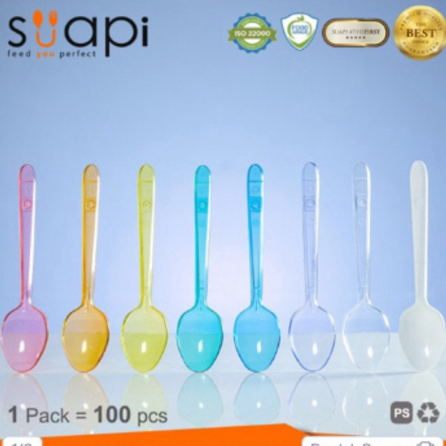 Jual Sendok Teh Plastik Suapi (isi 100pcs) / Tea Spoon Warna Warni ...