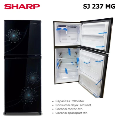 Jual KULKAS 2 PINTU SHARP SJ-237 MG - Hitam Motif Bunga | Shopee Indonesia