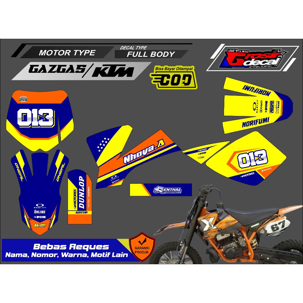 Jual Sticker Decal Stiker Mini Trail NRG 50cc / Gazgas 50cc / KTM 50cc ...