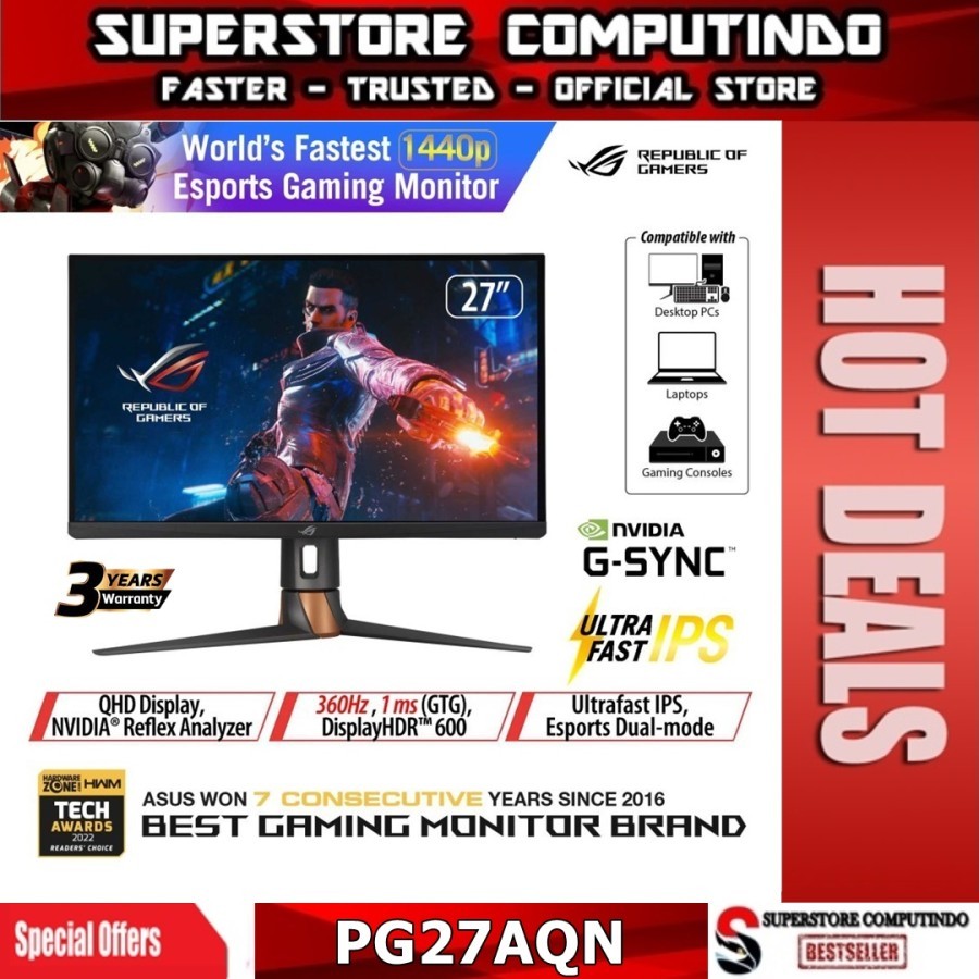 Jual Monitor LED ASUS ROG Swift PG27AQN 27" QHD Ultra Fast IPS 360Hz ...