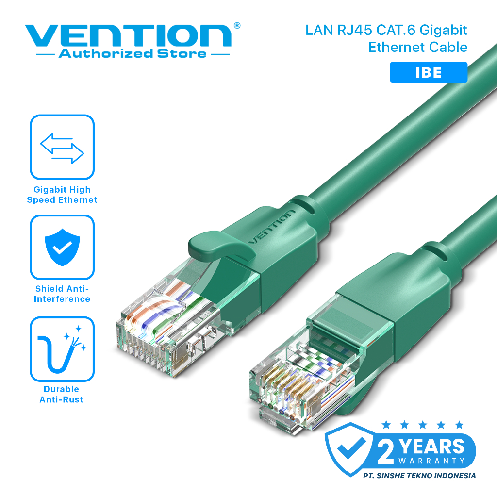 Jual Vention Kabel Lan RJ45 Cat6 Cat.6 Gigabit Ethernet UTP Round 1m 2m ...