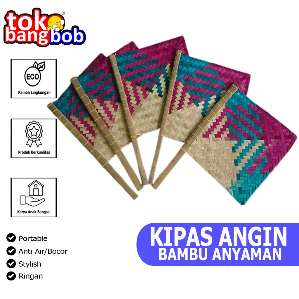 Jual Kipas Bambu Anyaman Kipas Sate manual Kipas Bambu Warna Anyaman ...