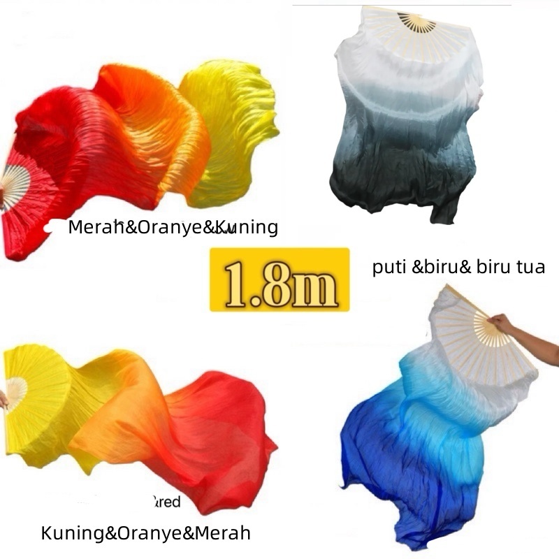 Jual tangan kiri/sisi kanan Kipas Tangan Bambu Sutra Panjang 1.8m/1.2m ...